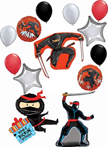 Ninja Party Supplies Kickin Birthday Balloon Bouquet Decorations 13 ...