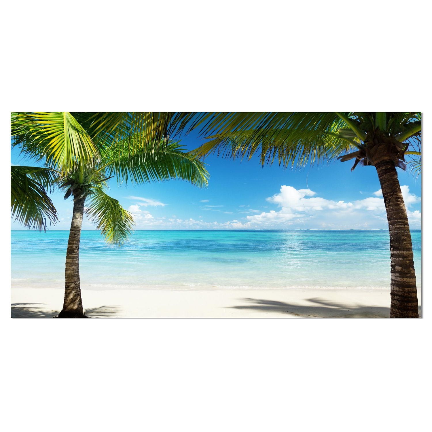 Click here for Designart Palm Trees And Sea Canvas Wall Art 32in... prices