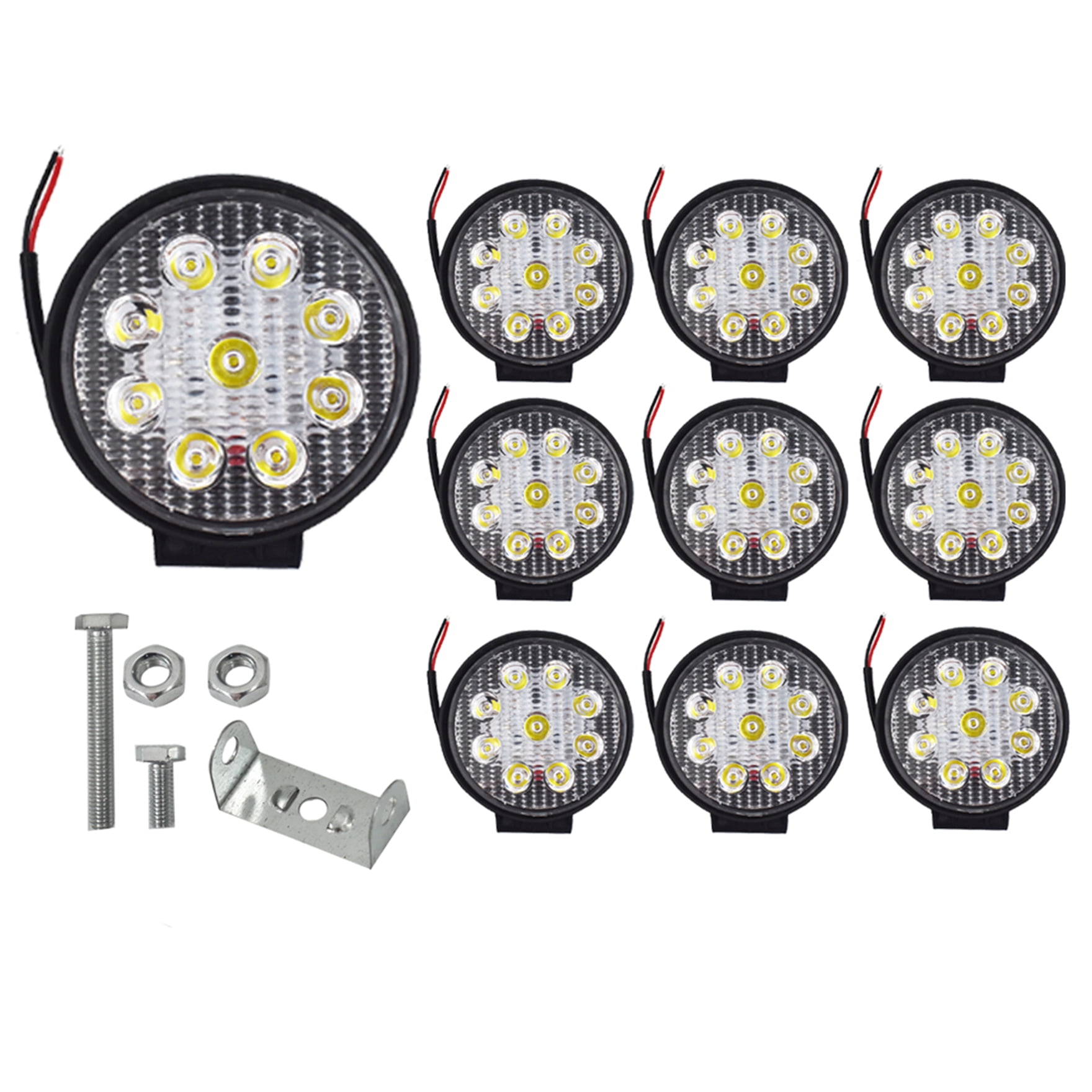 Genrics 10x 4inch 27W 12V Round LED Work Lights Pod SPOT Beam Offroad ...