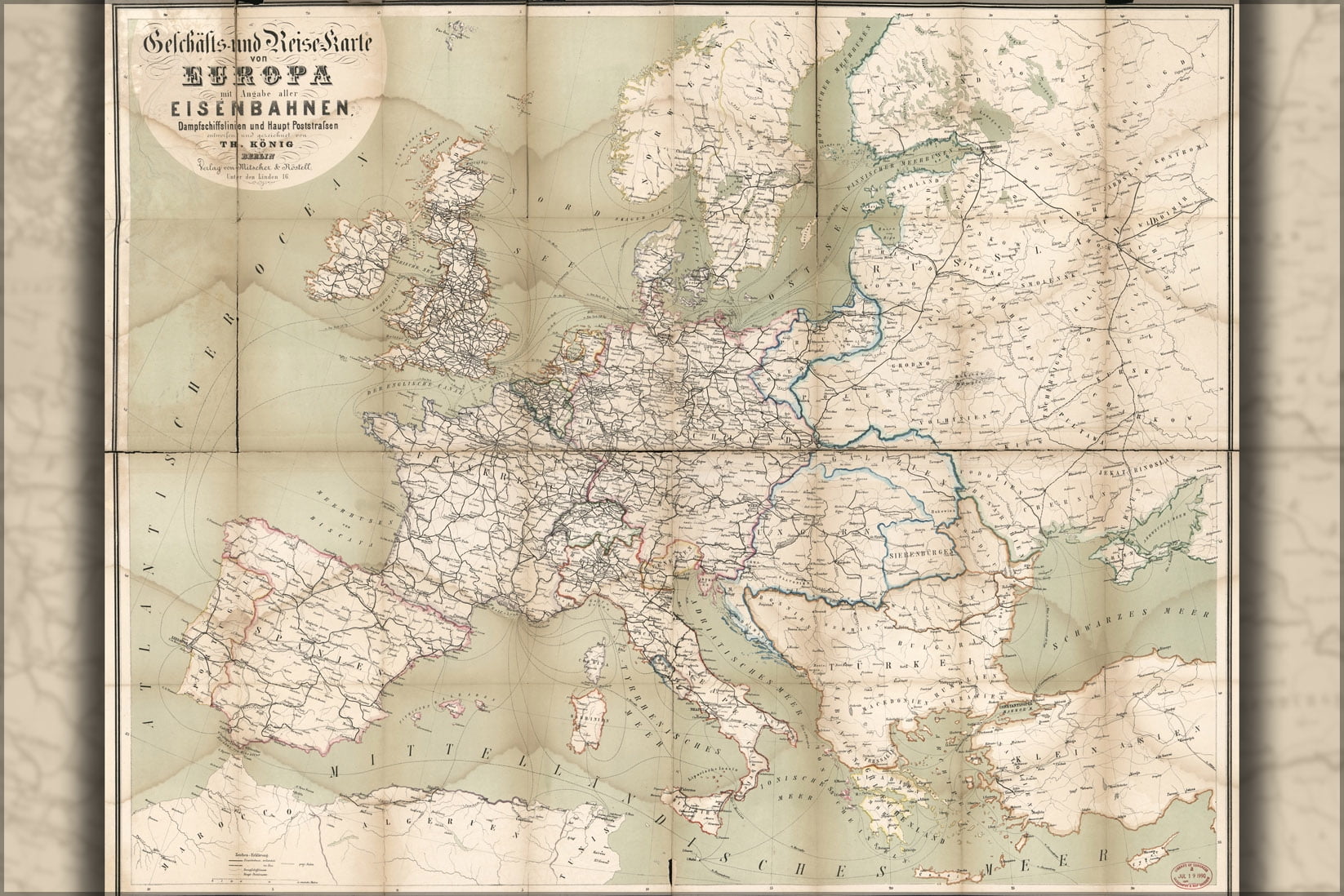 24"x36" Gallery Poster, map of europe 1866 in german - Walmart.com