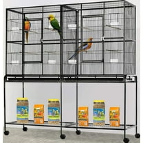 "76"" XL Stackable Wrought Iron Bird Cage, Double Stacker Flight Parrot ...