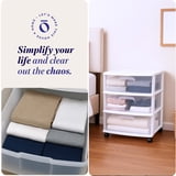 Homz Plastic 3 Clear Drawer Container, Small Rolling Storage Tower with ...