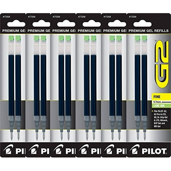 Pilot G2 Blue Ink Refills 0.7mm Fine, 6 Packs, 1 G2 07 Pen, 1 B2p Pen ...