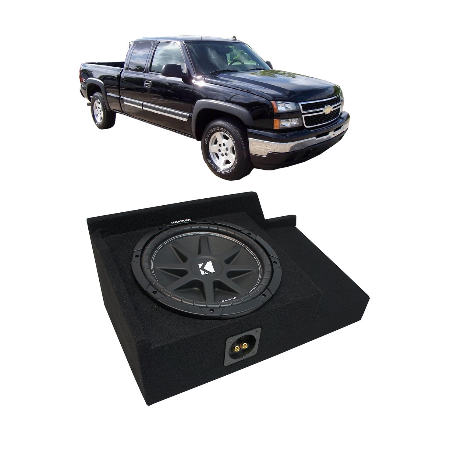 99-06 Chevy Silverado Ext Cab Truck Kicker Comp C12 Single 12 Sub Box 4 ...