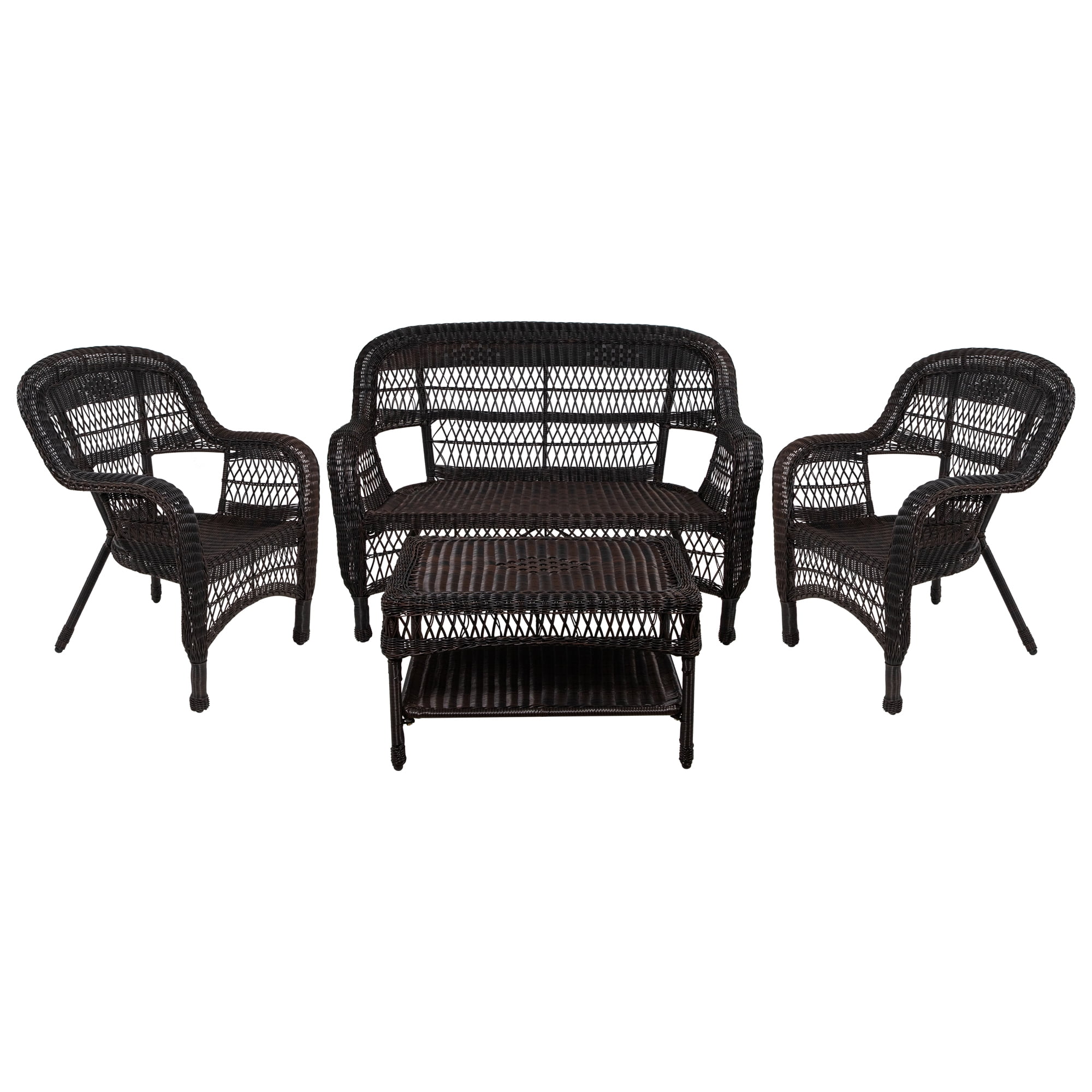 Northlight 4-Piece Resin Wicker Outdoor Patio Conversation Set, Black ...