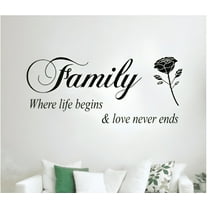 Novashion Family Life Begins Decal, DIY Art Quote, Removable Wall ...