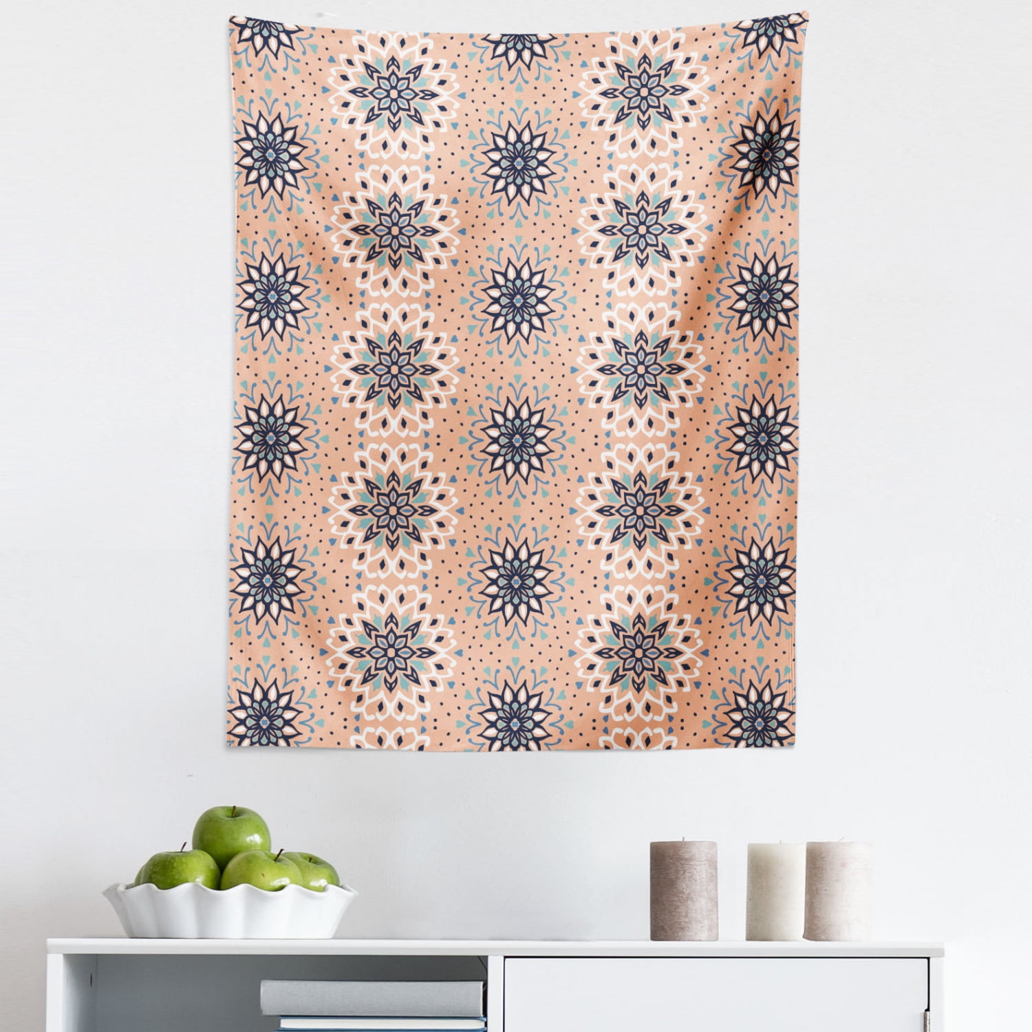 Spanish Tapestry, Ethnic Flowers Ornamental Bohemian Pattern Folk ...