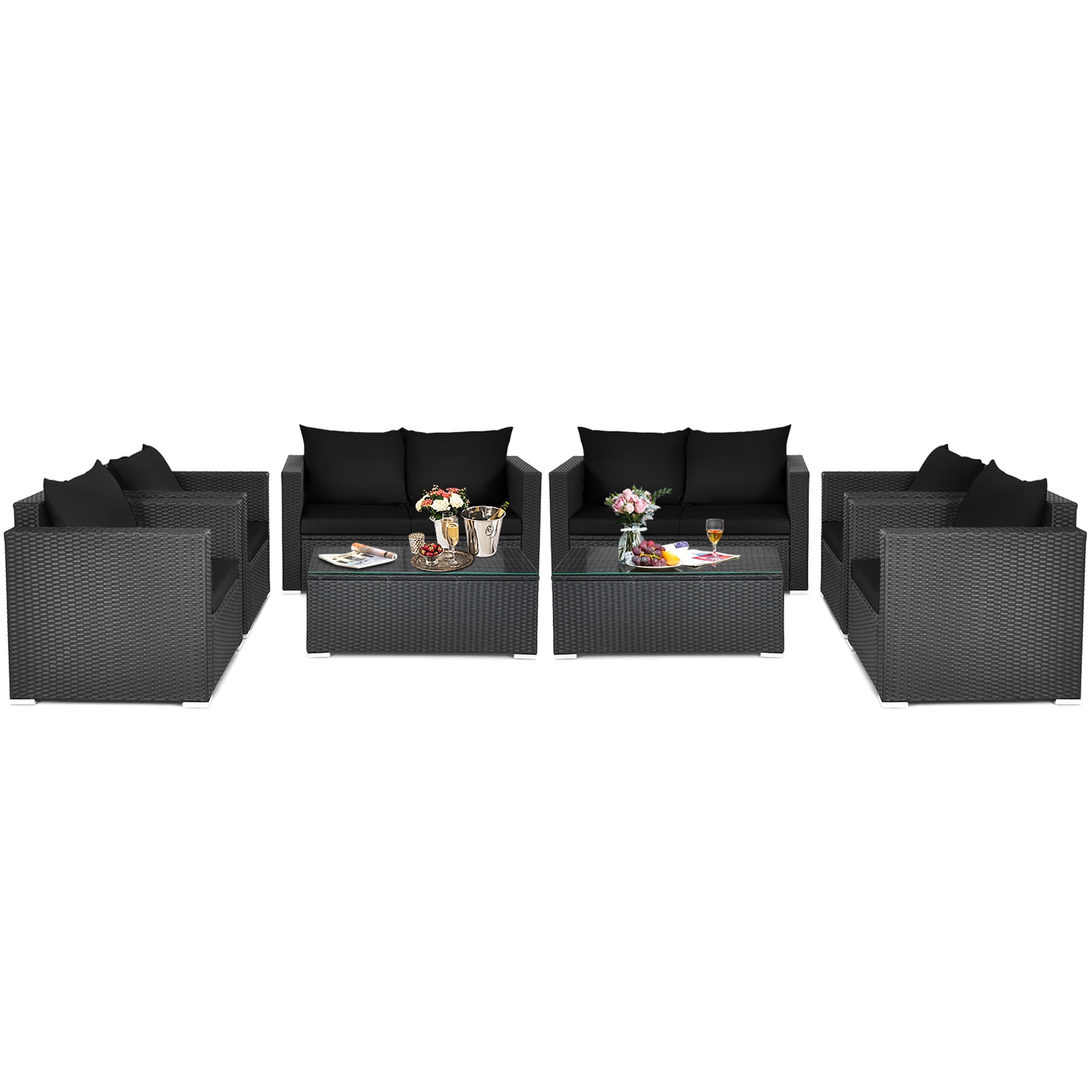 Click here for Gymax 8pcs Rattan Patio Conversation Set Outdoor F... prices