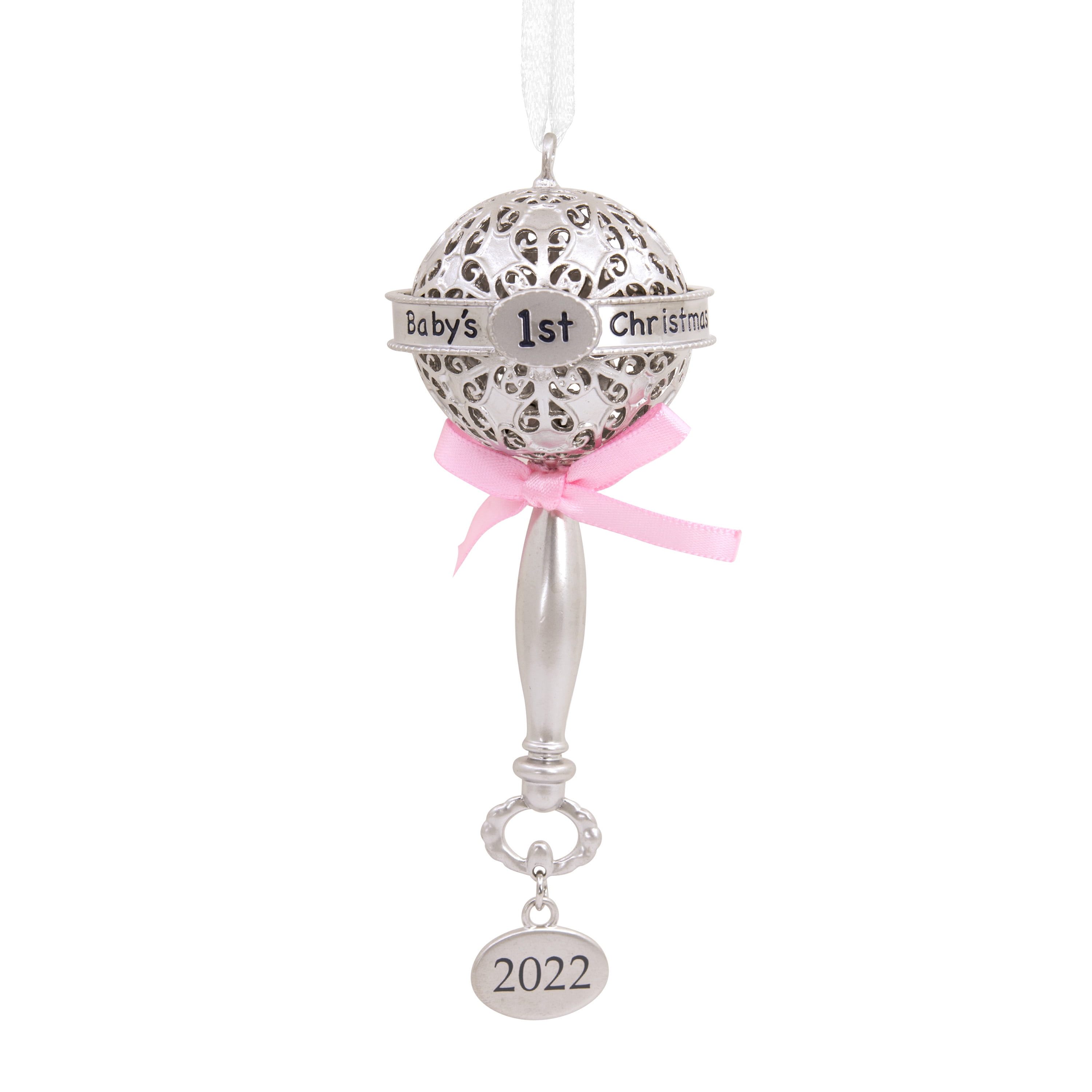 Hallmark Ornament (Premium Baby's First Christmas Silver Baby Rattle ...