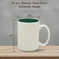 10 Glossy Two-Tone Ceramic Mugs Set, 15 oz. - Stoneware, Smooth ...