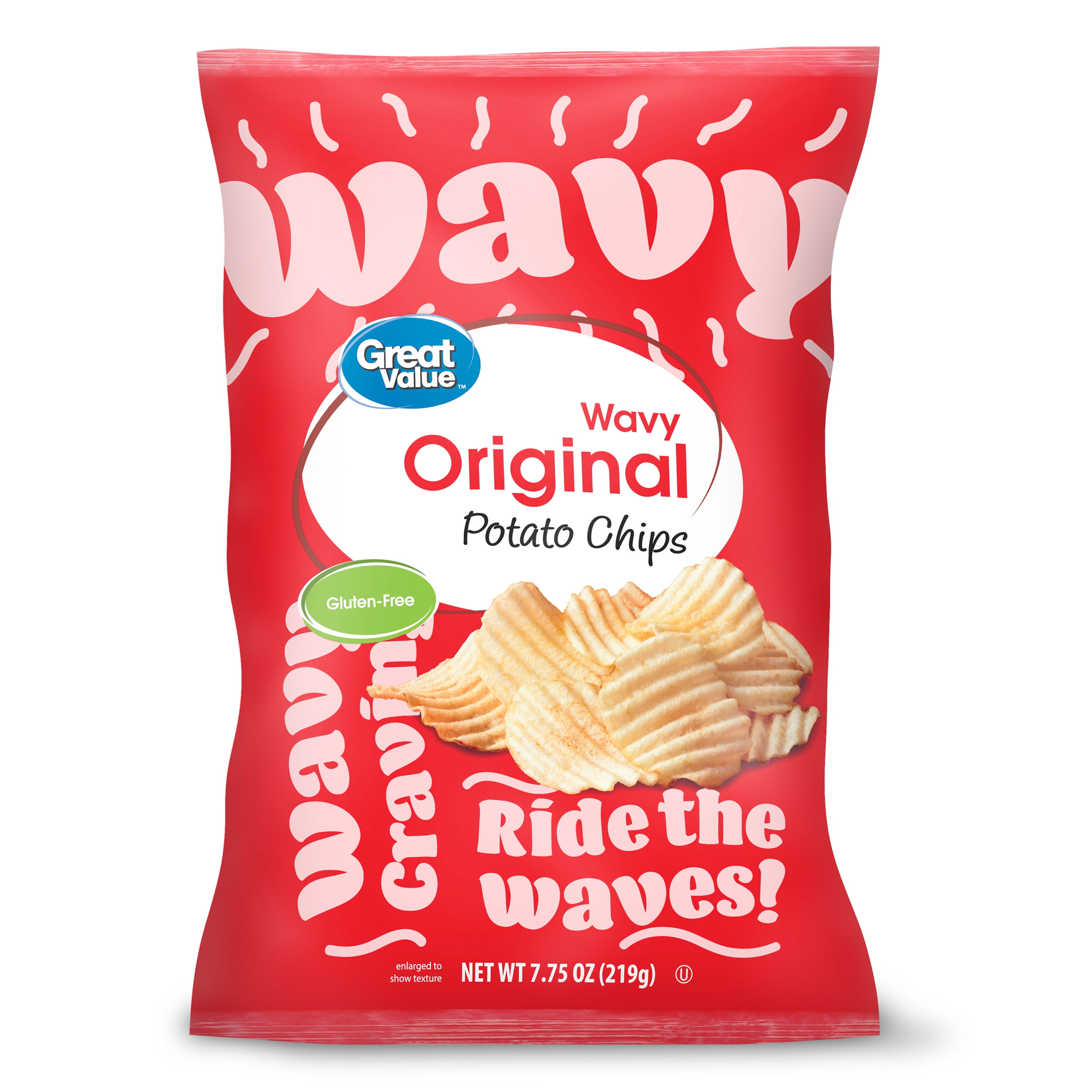 Great Value Original Wavy Potato Chips 7 75 Oz