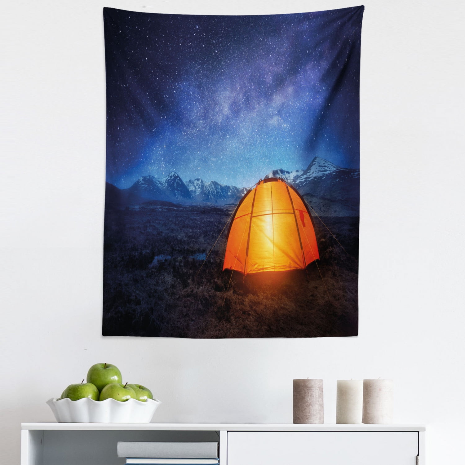 Night Tapestry, Camping Tent Under a Night Sky Full of Stars Holiday ...