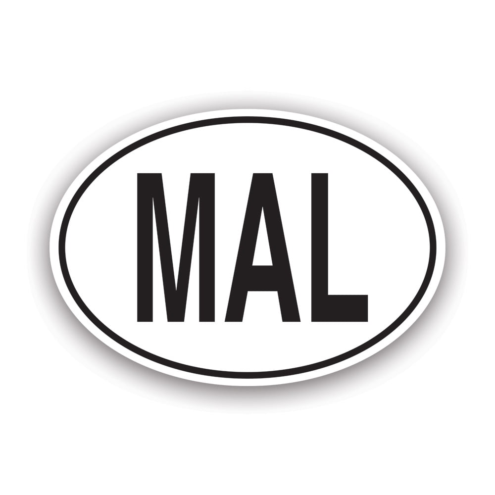 MAL Malaysia Country Code Oval Sticker Decal - Self Adhesive Vinyl ...