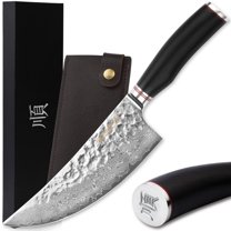 YOUSUNLONG Butcher Knife 8 Inch - Japanese Hammered Damascus Steel ...