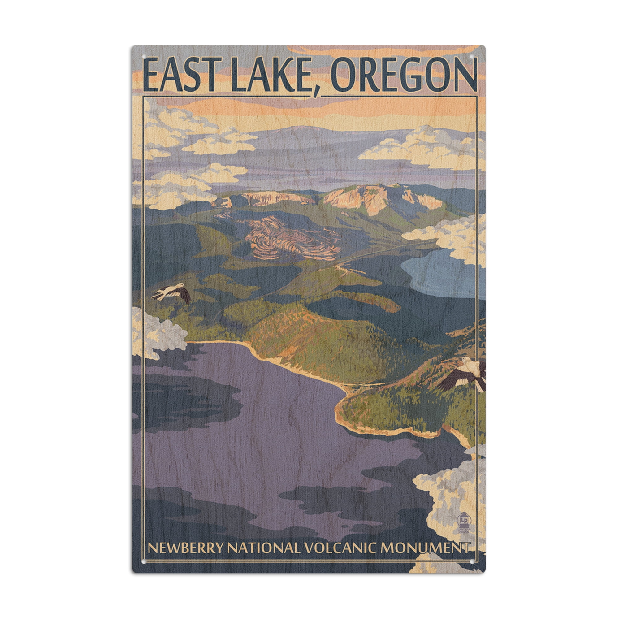 East Lake, Newberry Monument, Oregon Birch Wood Wall Sign (6x9 Rustic ...