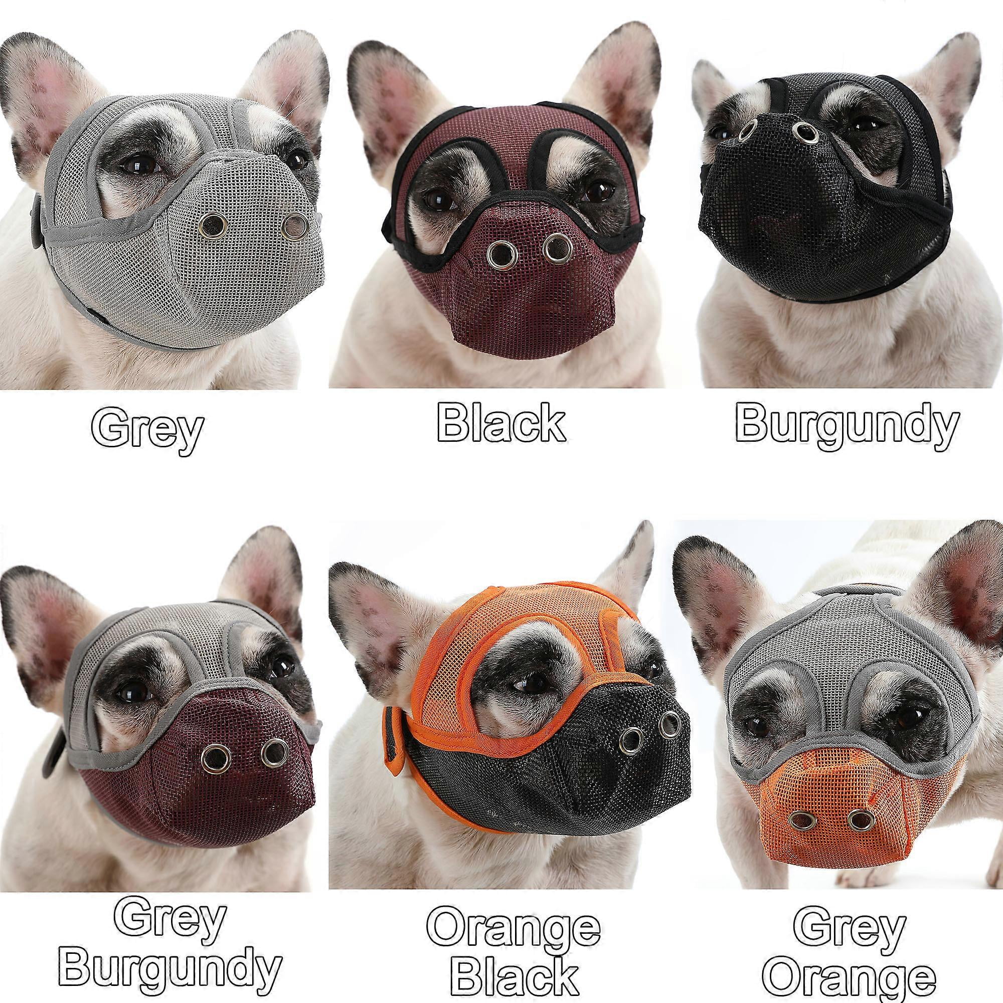 Dog Muzzle Breathable Mesh for Short Snout Dogs Prevent Biting Barking ...
