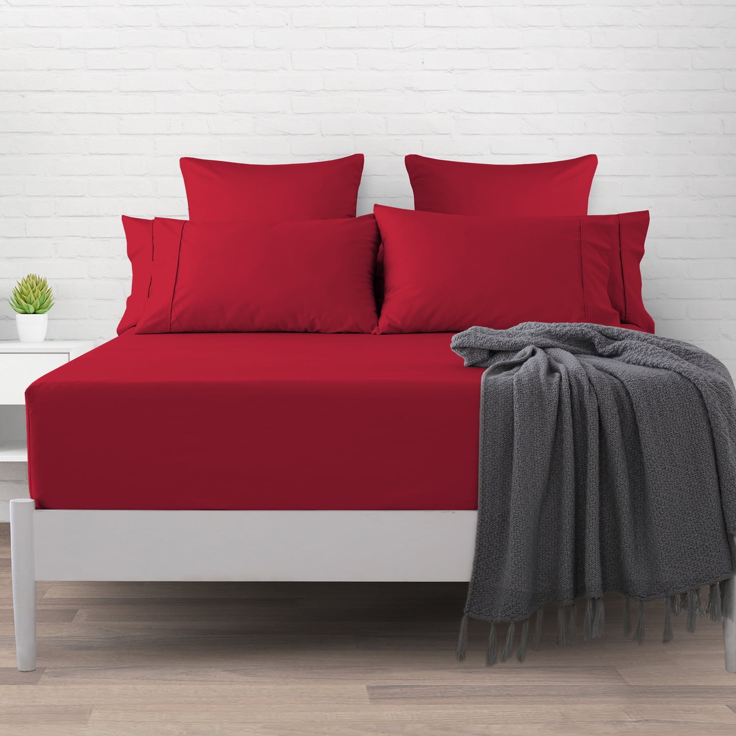 Cotton King Fitted Sheet Red Burgundy 400 Thread Count 100 Long Cotton King Fitted Sheet Red Burgundy 400 Thread Count 100 Long