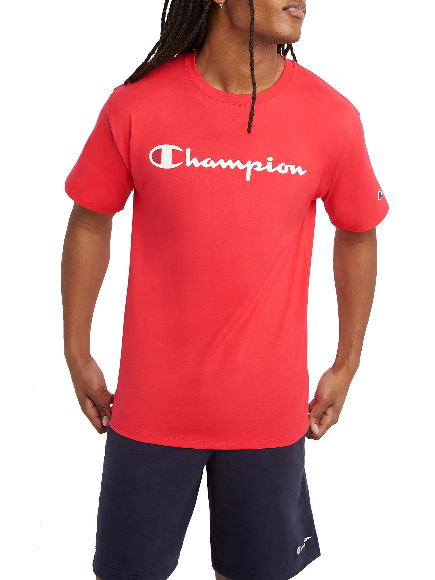 Champion Men's and Big Men's Script Logo Classic Jersey Graphic Tee ...