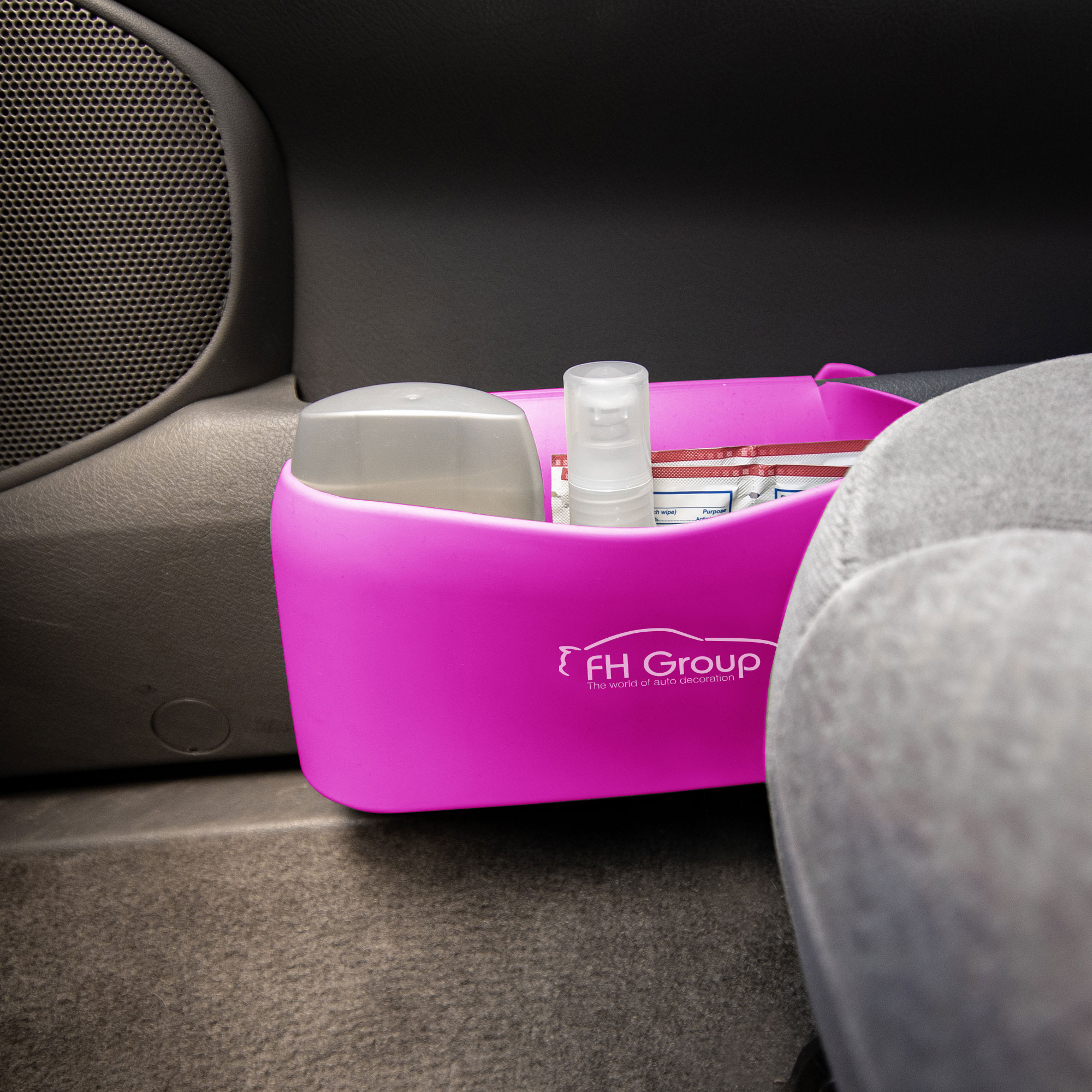 FH Group Silicone Auto Trash Tray Bin Waste Garbage Bag Waterproof Pink ...