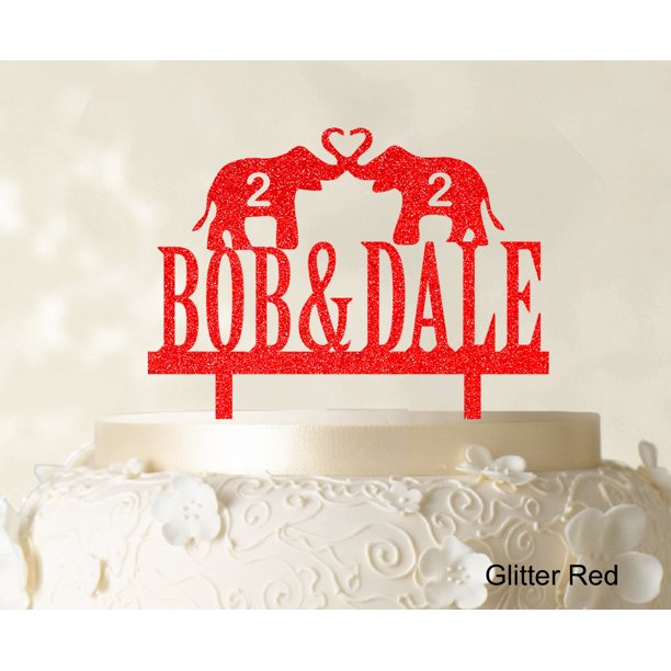 Custom Wedding Cake Topper Personalized Glitter Red Cake Topper Color ...