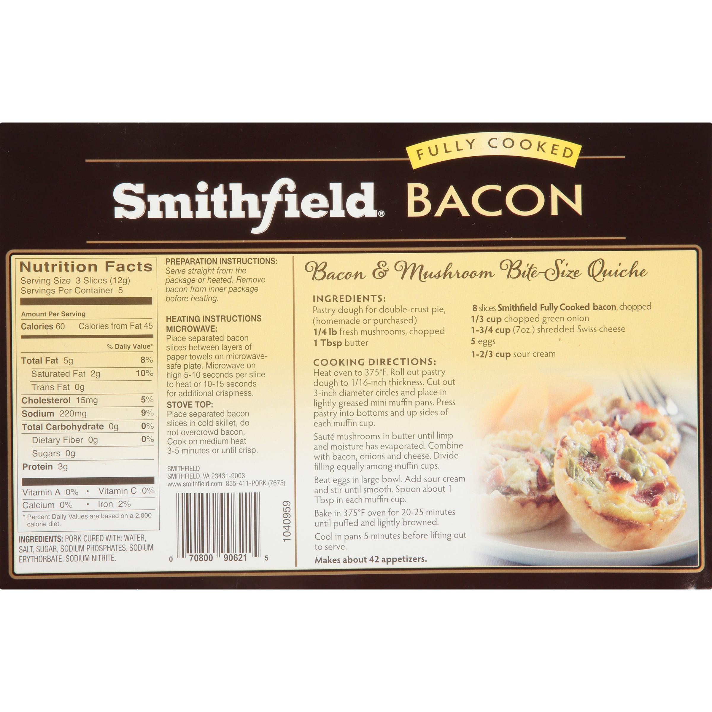 nutrition facts 3 slices bacon pertaining to Household