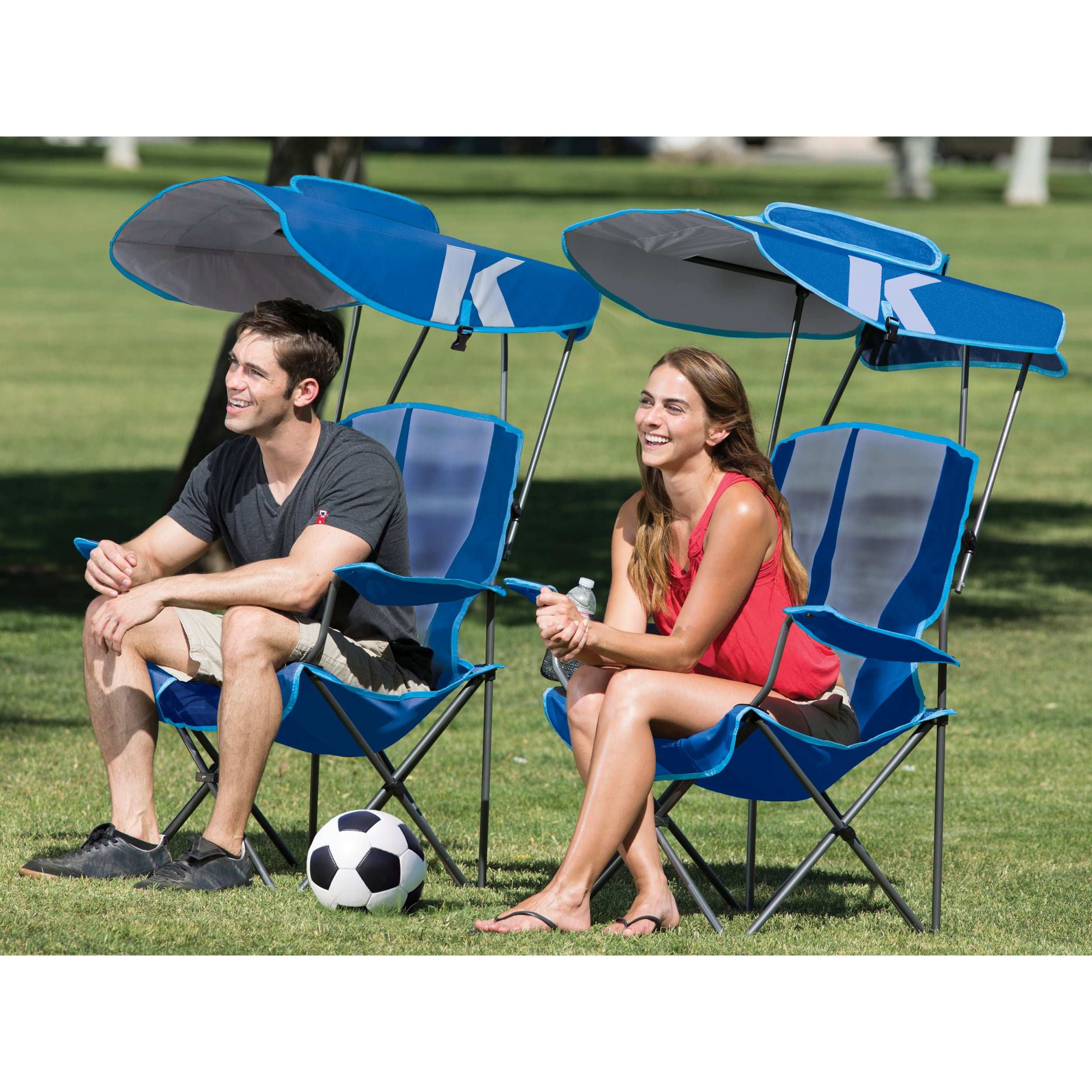 Kelsyus Original Portable Canopy Chair for Camping Tailgates Outdoor Events Grey Blue Walmart