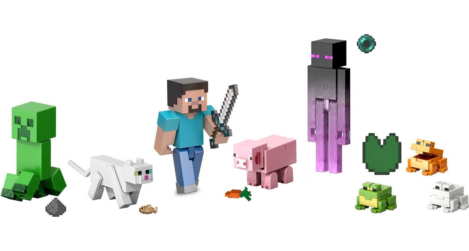 Minecraft Frogs Action Figures & Accessory with Portal Piece, 3.25-in ...