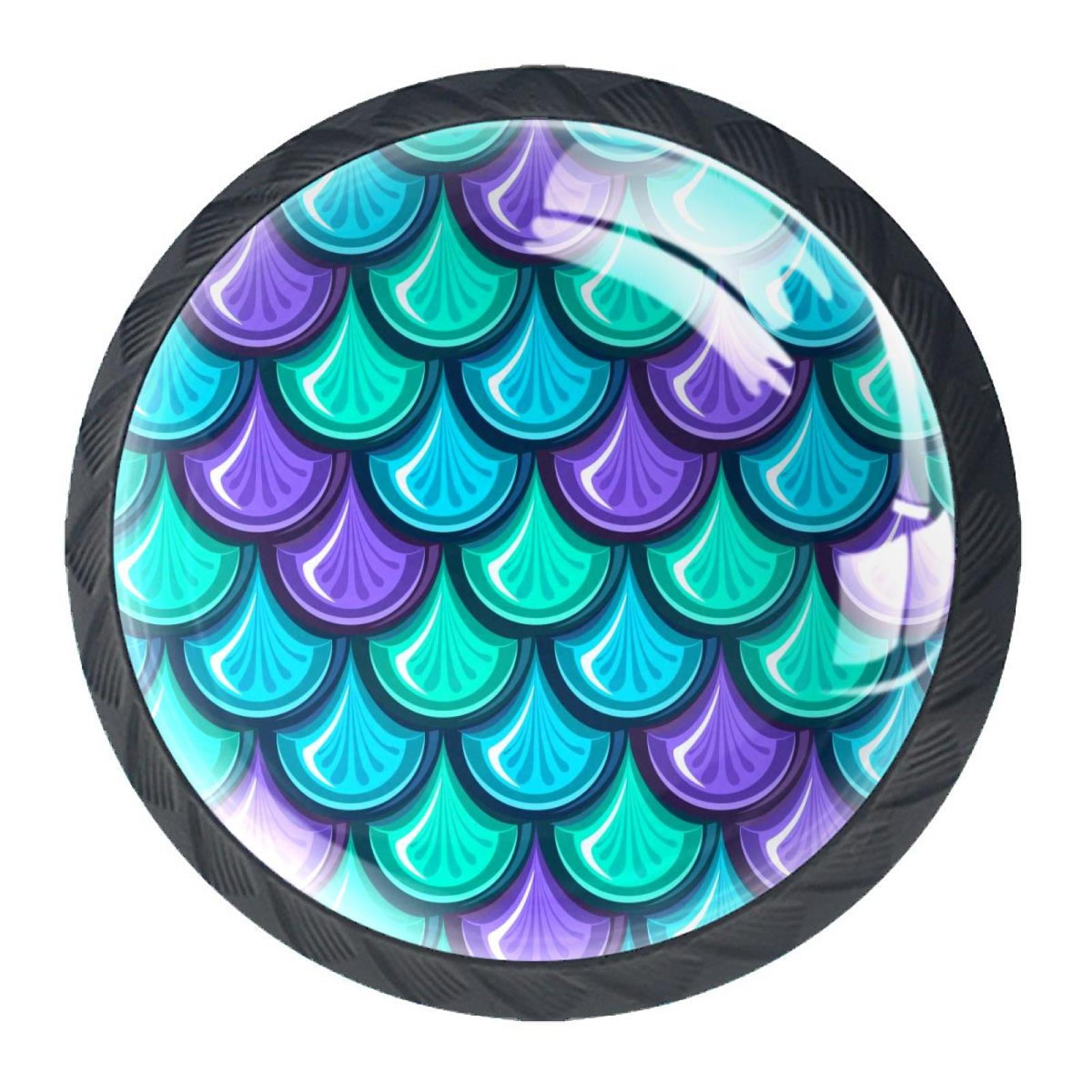 4 Pcs Shiny River Fish Scales Knobs for Kitchen Cabinet Cupboard ...