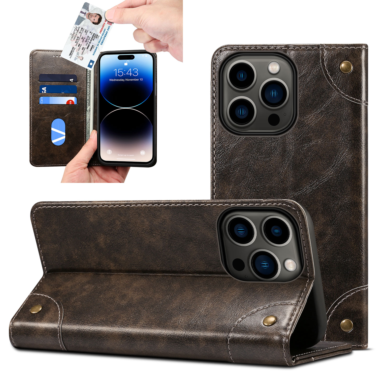 Case for iPhone 12 Pro Max, Magnetic Matte Premium PU Leather Stand ...