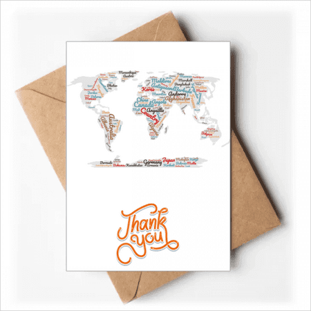 Global Map Country Geography Wordcloud Thank You Cards Envelopes Blank ...