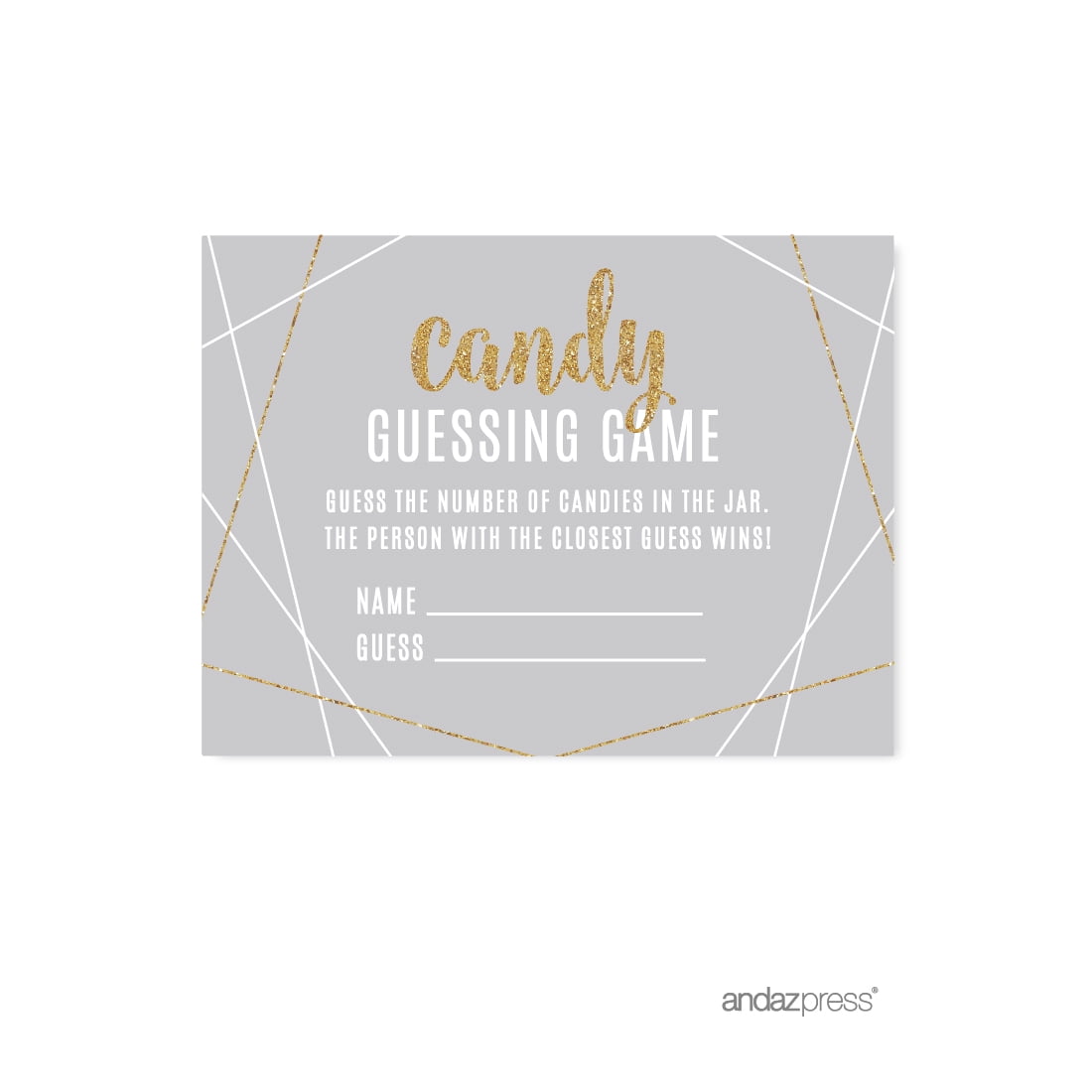 Signature Light Gray, White, Gold Glittering, Candy Guessing Game ...