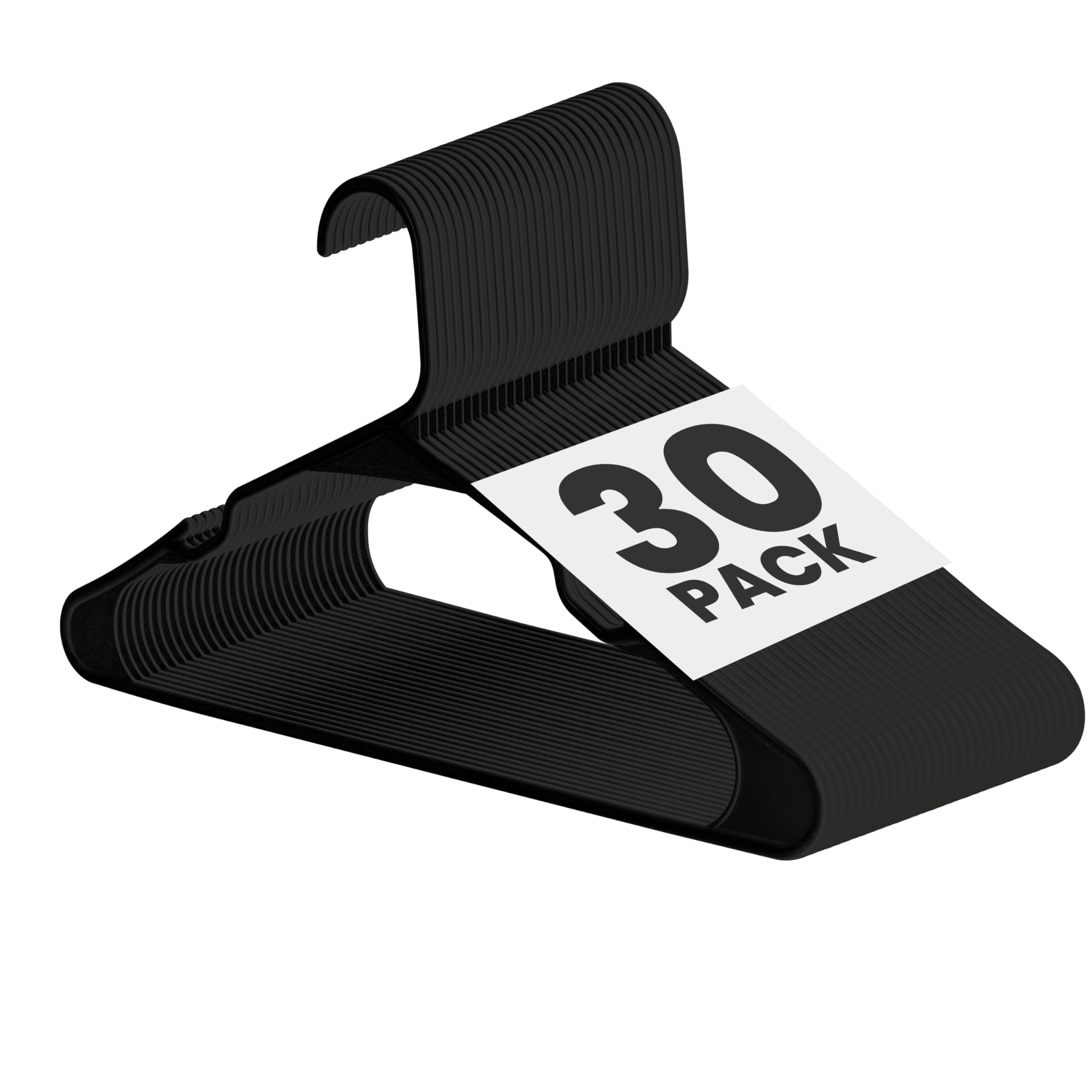 Paquete de 30 perchas ligeras de plástico Simple Deluxe, negras ...