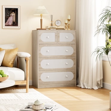 Homfa Narrow Furniture Wood Cupboard with Rattan Doors, Versatile Oak ...