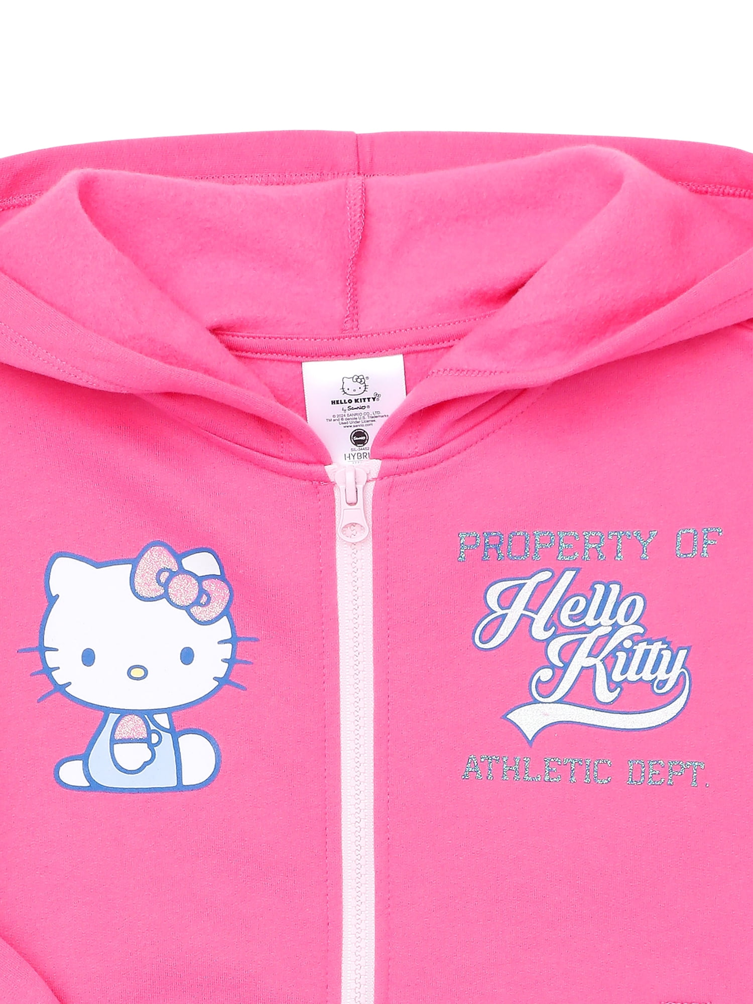Hello Kitty Girls Glitter Fleece Zip-Up Hoodie Sweatshirt Hello Kitty Girls Glitter Fleece Zip-Up Hoodie Sweatshirt