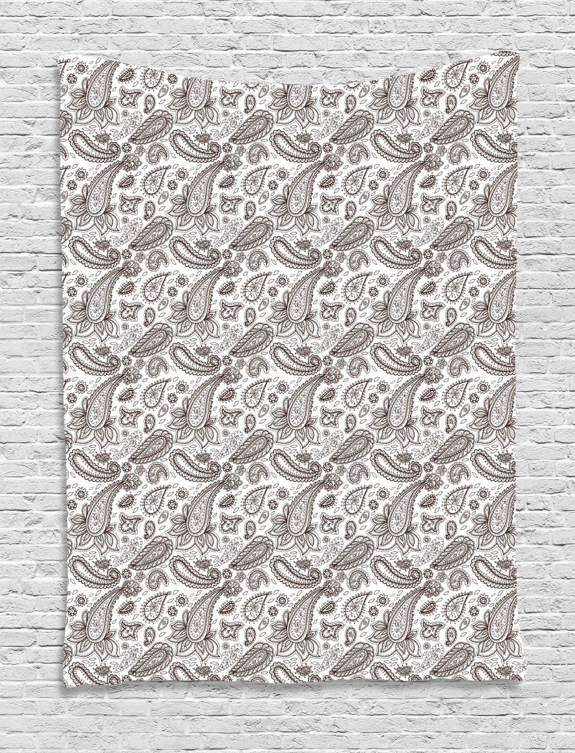 Brown Paisley Tapestry, Classical Almond Like Shape Zentangle Look ...