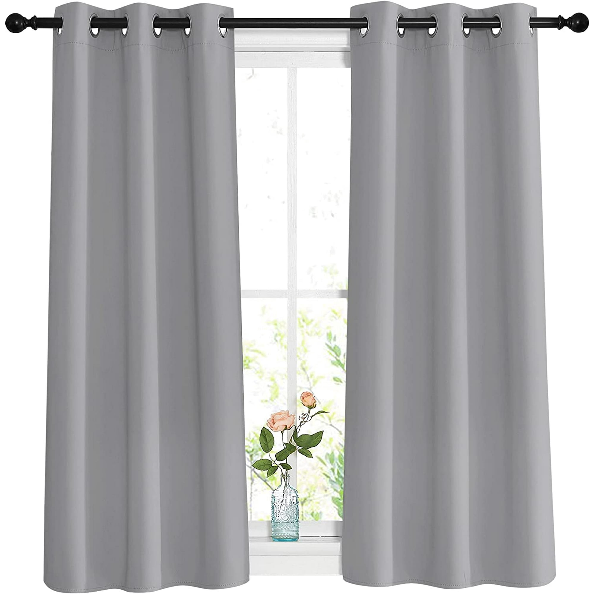 Click here for Siabc-Blackout Silver Grey Curtains 48 Inch Length... prices
