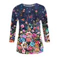 3/4 Length Sleeve Shirts for Women Floral Crewneck Workout Cute Blouses ...