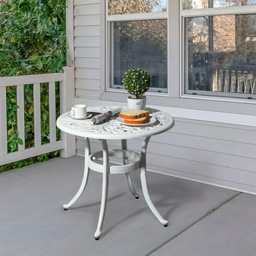 W WARMHOL Outdoor Cast Aluminum Patio Table, 31” Round Bistro Table ...
