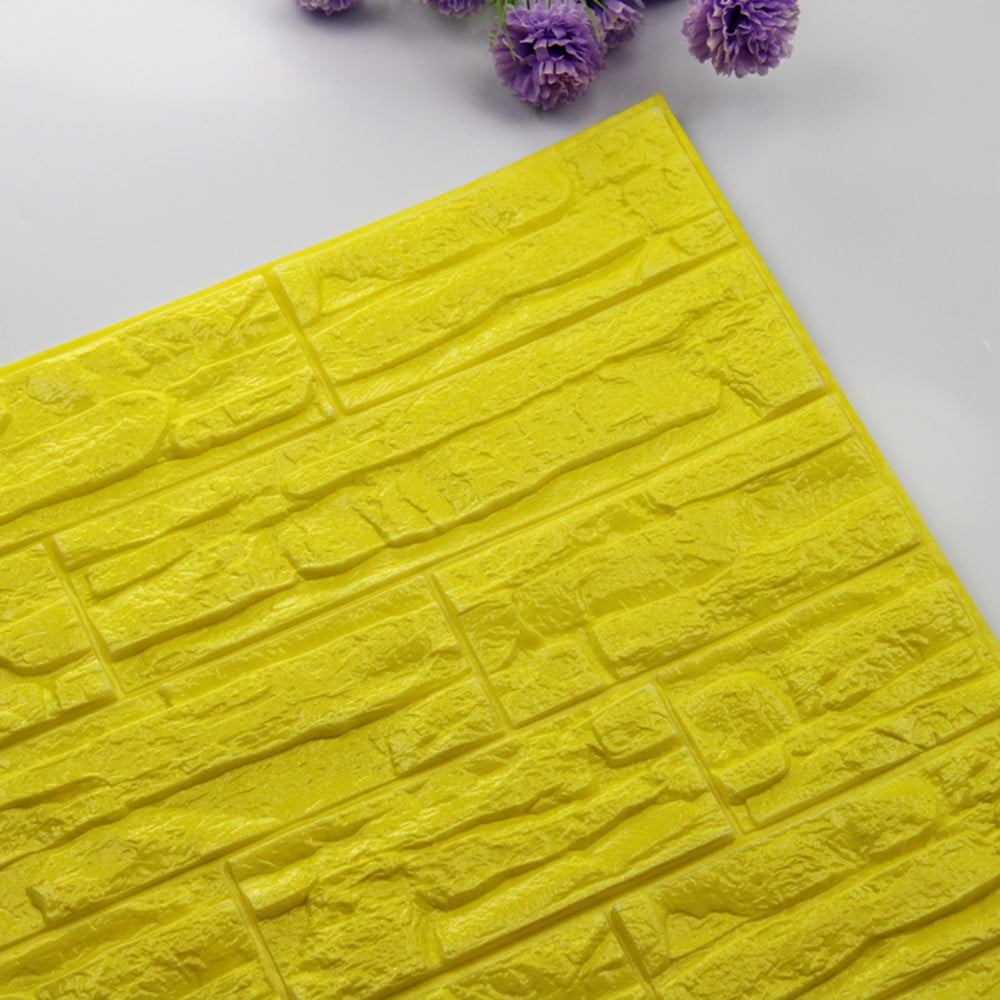 Holloyiver Yellow Brick Wallpaper Faux Brick Panels Peel and Stick ...