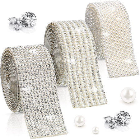 3 Rolls Total 3 Yard Rhinestone Diamond Ribbon Bling Wrap Crystal ...