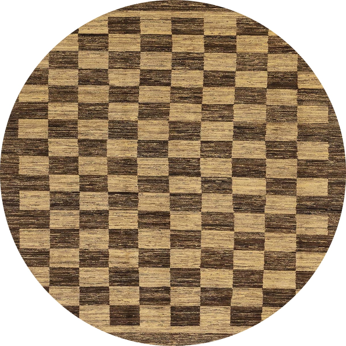 Ahgly Company Indoor Round Abstract Gold Checkered Area Rugs, 5' Round ...