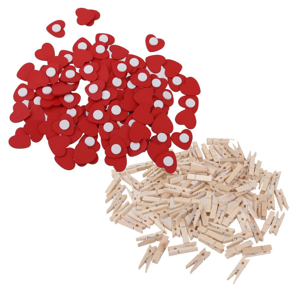 100Pcs Sticker Red Heart Artistic Decoration + 100Pcs Peg In Boi ...