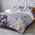 4 Piece Duvet Cover Set Cal king, Spring Purple Flower Leaf Soft ...