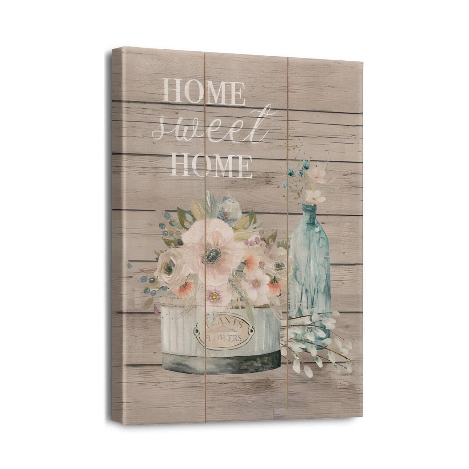 Dicilly Wall Art Motivational Sweet Home White Flowers in Vase (1 ...