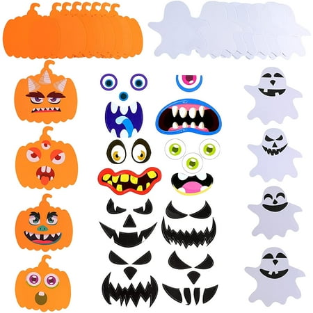 32 Pieces Halloween DIY Foam Pumpkin Craft Kit Include 16 Pieces Blank ...