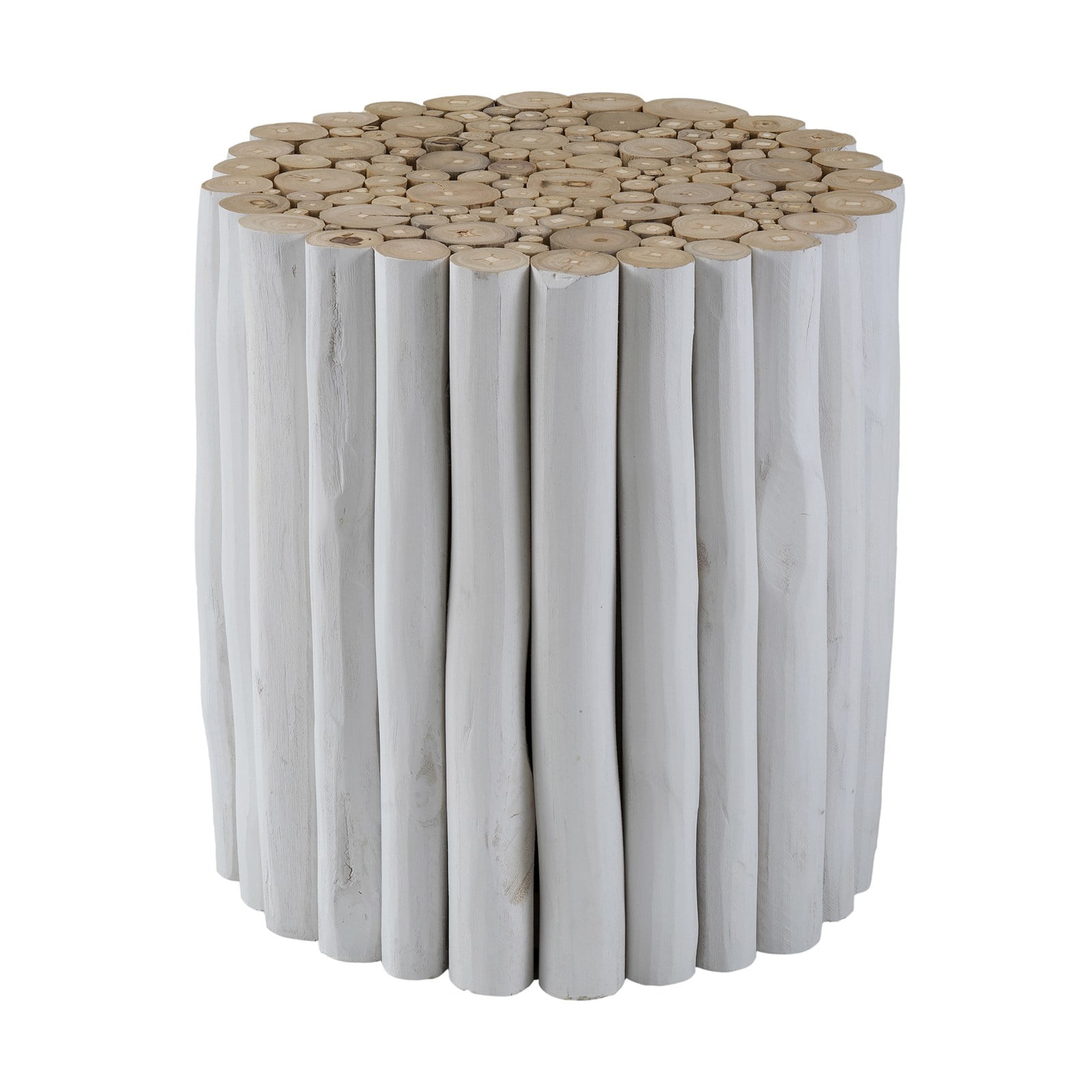 Stanley White Round Teak Accent Table by East at Main - Small Cut ...