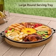 Large Round Ottoman Tray - 22'' Farmhouse Wood Serving Tray with Metal ...