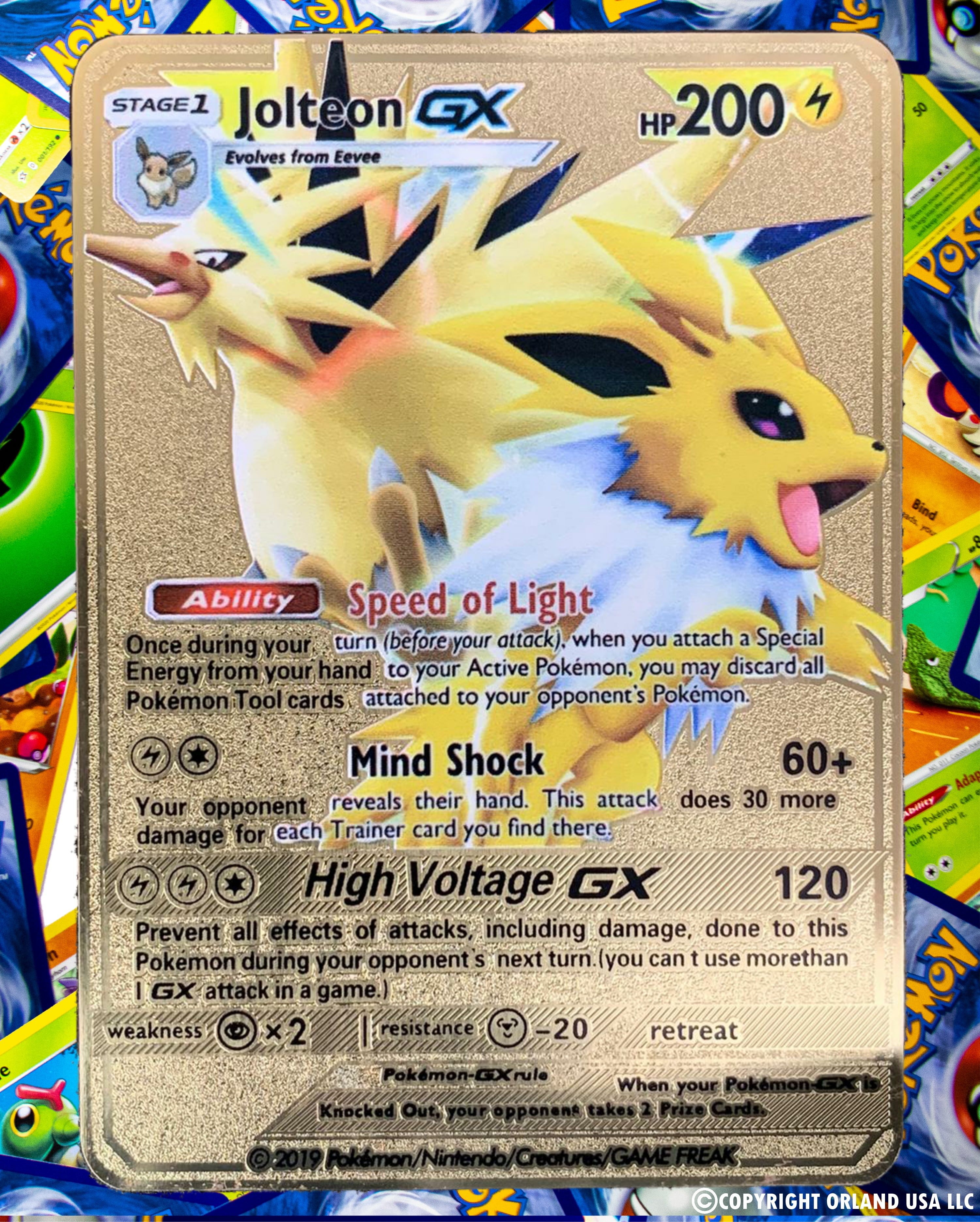 Card Games Games & Puzzles Jolteon & Zapdos Pokemon GX CUSTOM Gold ...