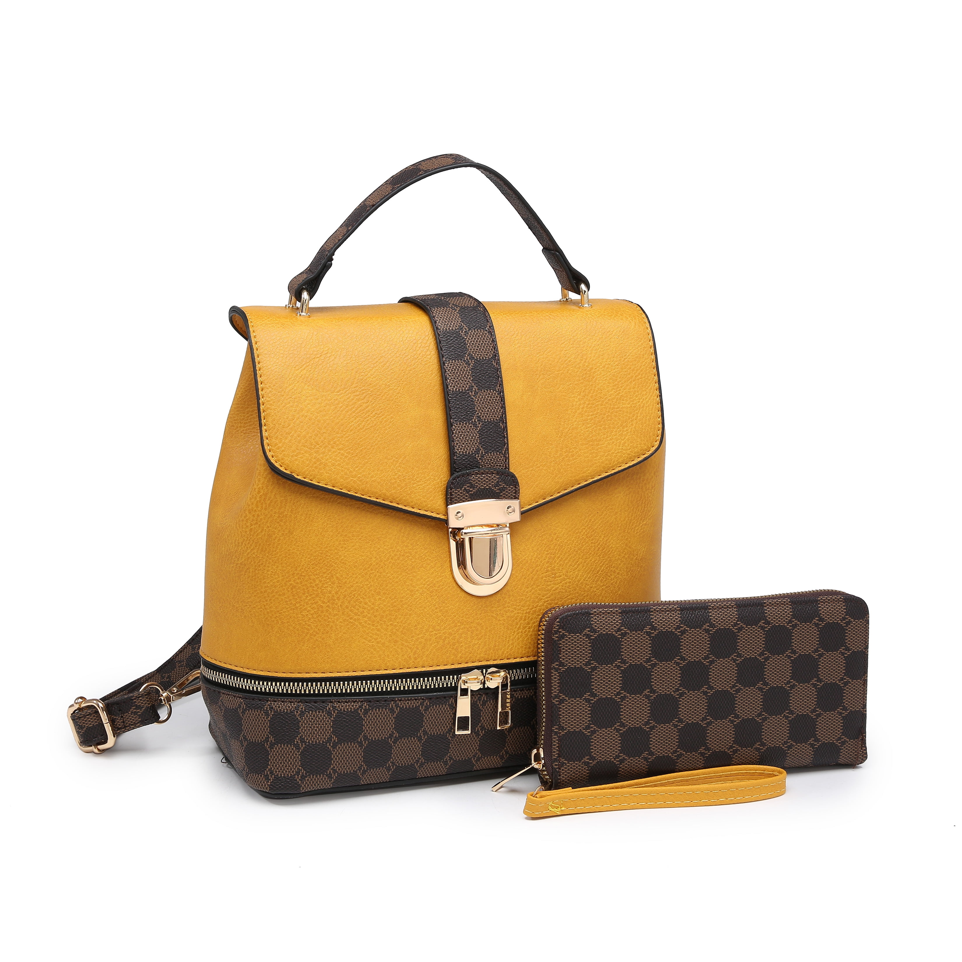 Poppy Women's Leather Purses and Handbags Set Top Handle Satchel Bags ...