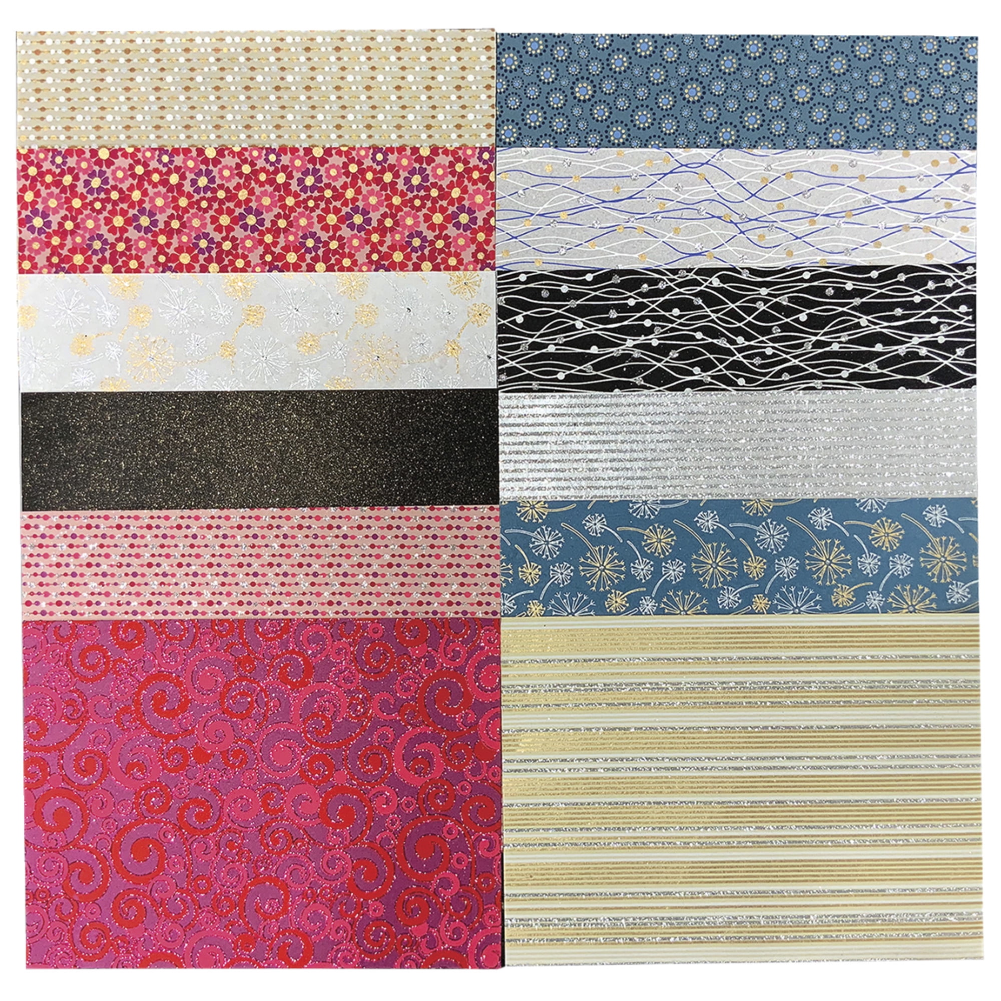 Shizen Design Indian Screen Printed Paper with Shimmering Glitter, 11 x ...